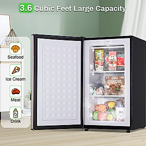 Upright Freezer 3.6 Cubic Feet, Mini Freezer with Removable Baskets, 3 Level Adjustable Temperature from -13°F to 23°F, Manual Defrosting, Reversible Stainless Steel Door, Suitable for Home, Silver