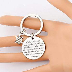 Sea Turtle Keychain Turtle Lovers Gifts for Women Lucky Turtle Jewelry Going Away Gifts for Friends (A lucky little turtle)
