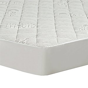 All-In-One Water-Resistant Charcoal Effects Odor Control and Cooling Fitted Mattress Pad, King, White