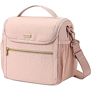 NISHEL Lunch Bag for Women, Portable Insulated Lunch Box with Shoulder Strap, Resuable Leakproof Lunch Cooler Bag for Work, Pink
