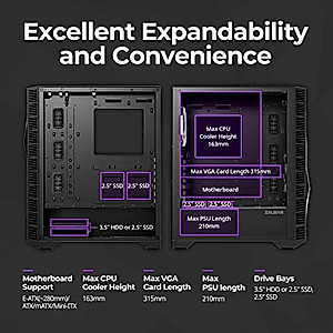 Zalman Z3 Iceberg ATX Mid Tower Gaming PC Case - 2 x 120mm ARGB Fans Preinstalled - Tempered Glass Side Panel - Support E-ATX, 2 x USB 3.0, Black