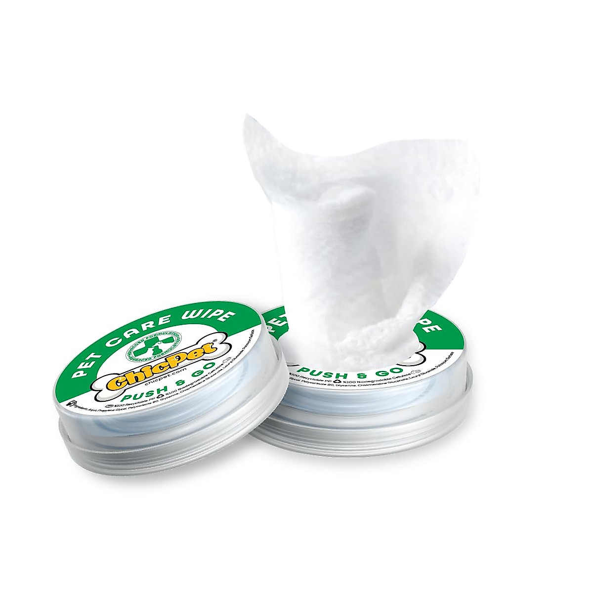 ChicPet Push and User-Ready, On-The-Go Unscented Dog Wipes, Hypoallergenic Grooming Wipes Cleaning for Easy Use for Paws, Body and Butt, Pet Wipes Good for Sensitive Skin