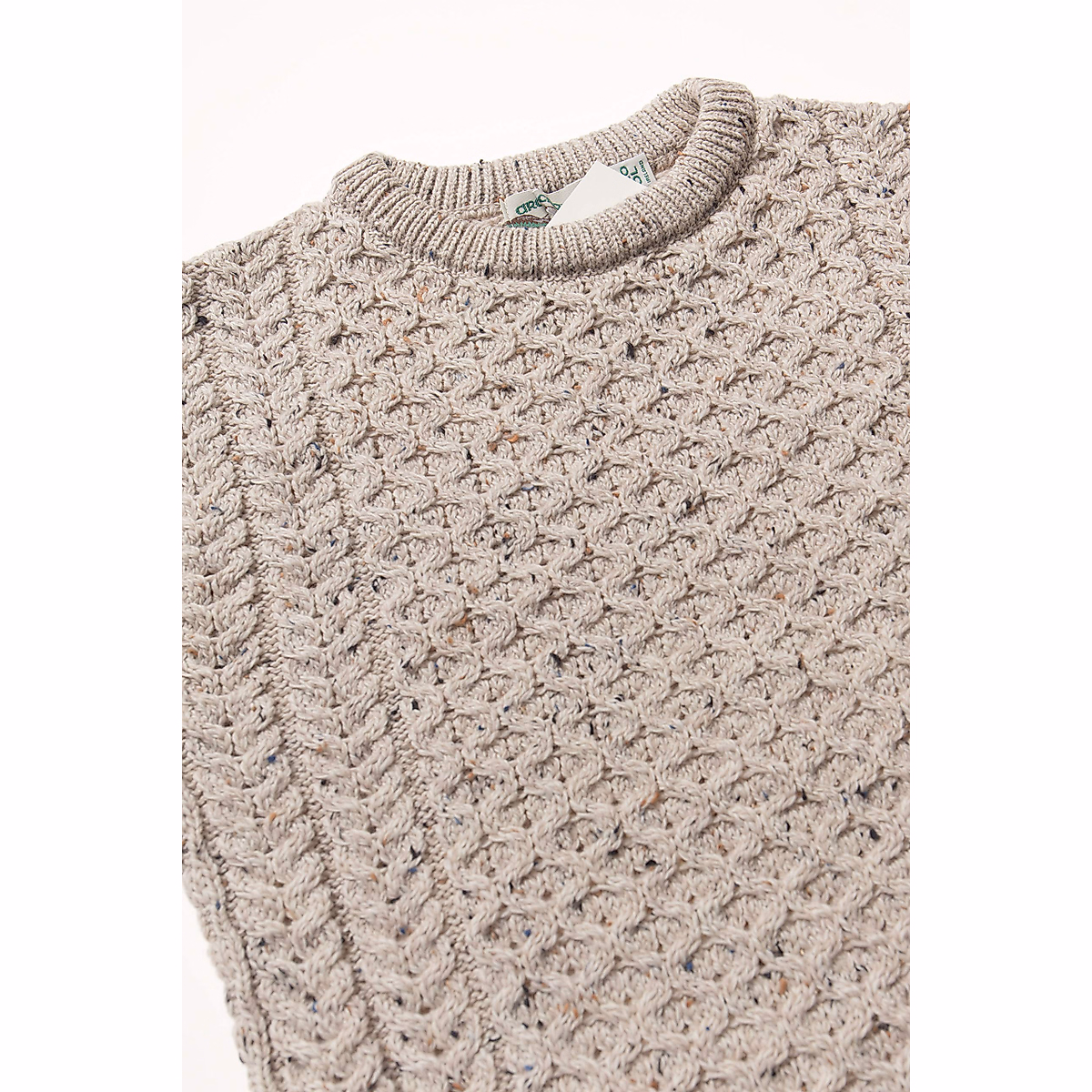 Aran Crafts Unisex Irish Cable Knitted Wool Crew Neck Sweater (C1949-MED-OAT) Oatmeal