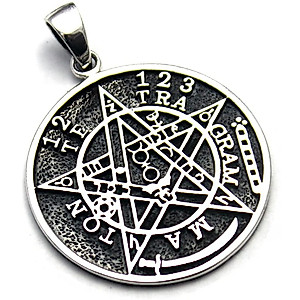 COSUMOSU 925 Sterling Silver tetragrammaton Pentacle Star Pendant Charm Eliphas Levi's Pentagram, Snake, smoke, Flower (Tetragrammaton L)