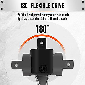 HORUSDY 1/2 Breaker Bar | 17-inch Length | Rotating Flex Head | CR-V Steel Breaker Bar 1/2 inch Drive