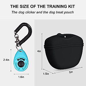 Left&Right Dog Clicker Training Kit,Silicone Dog Training Treat Pouch and Dog Clickers,Dog Treat Bag with Clicker Training for Dogs,Pet Treat Bag with Convenient Magnetic Buckle Closing and Waist Clip