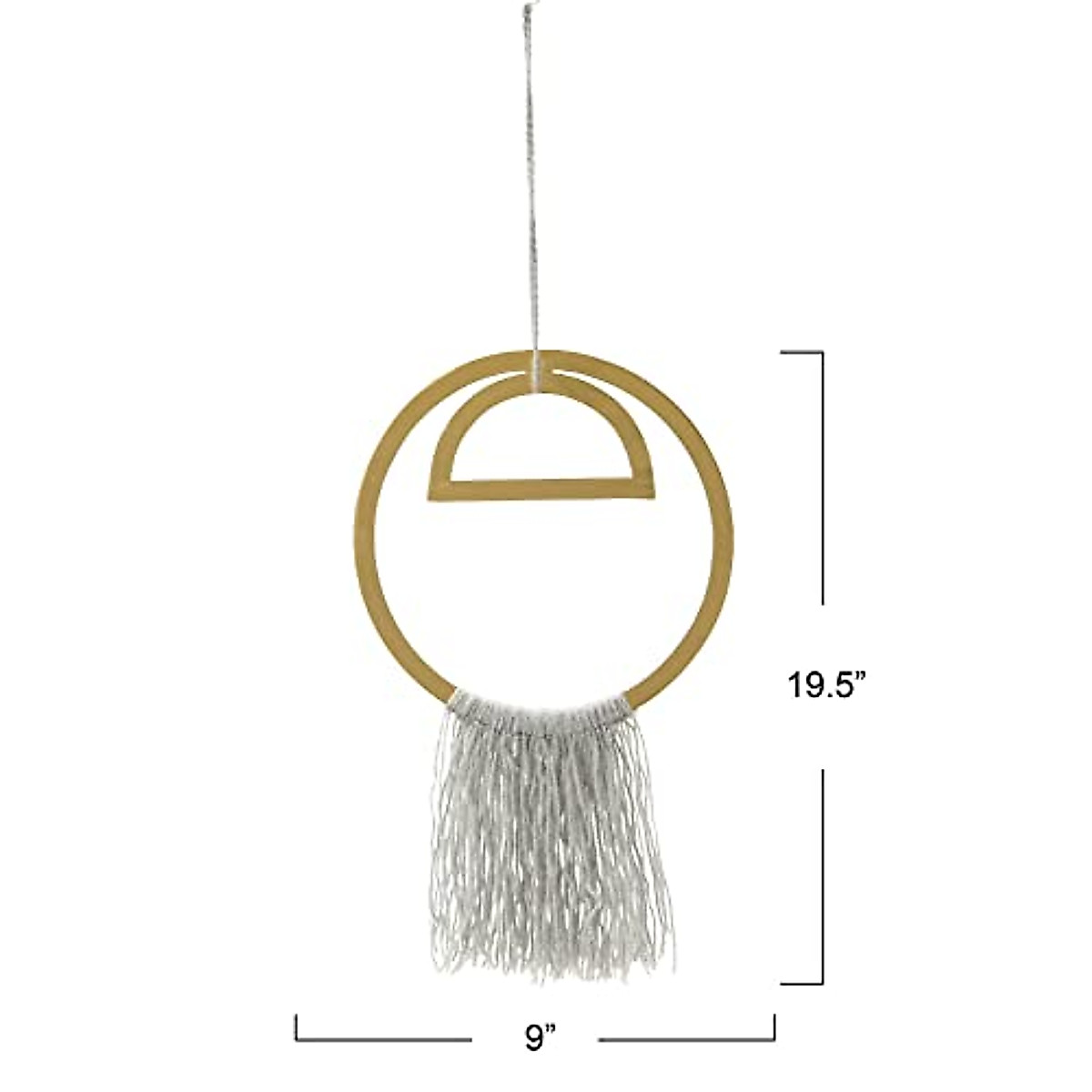 Main + Mesa Round Metal Wall Hanging with Tassel, Gold