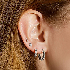 Silver Chunky Hoop Earrings Thick Hoops for Women | 925 Sterling Silver Post Shiny Polished Round-Tube Lightweight Hoop Earrings for Women Girls, Diameter 20mm