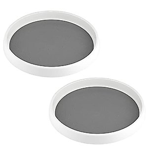 Lazy Susan Turntable 2 Pack, Non Skid Large Lazy Susan Turntable for Cabinet and Refrigerator, Plastic Rotating Turn Table, 10 Inch - by RamPro
