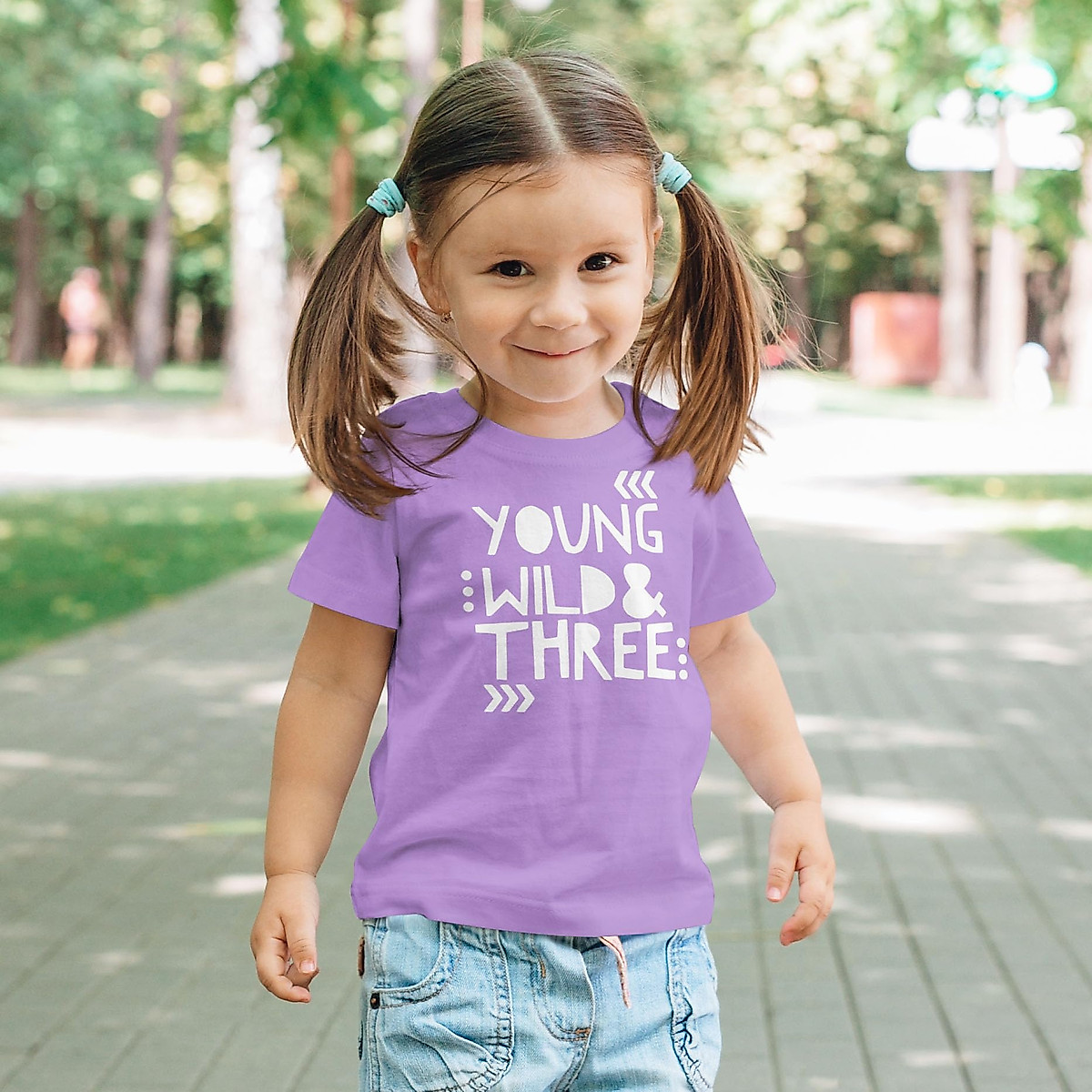 Young Wild and Three Girls 3rd Birthday Shirt for Toddler Girls Third Birthday Outfit Purple Shirt 3T