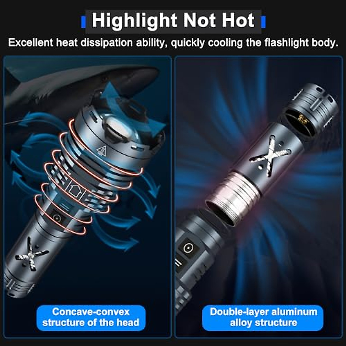 WENOTK Rechargeable Led Flashlights,high Powered Flashlight Super Bright,Handheld Tactical Flashlight with Waterproof, 6 Modes, Zoomable, Powerful Flashlights for Camping Home Emergencies