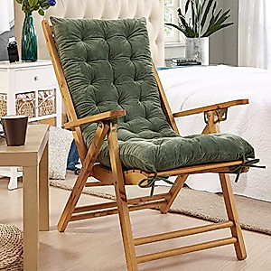 Tiita Rocking Chair Cushion with Ties Overstuffed Seat Back Cushion Pad Tufted Pillow for Outdoor Indoor Home (Green, 20 x 47 inch)