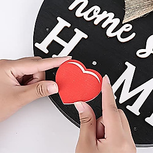 Interchangeable Welcome Sign for Front Door with 14 Changeable Icons, Farmhouse Front Porch Decor Rustic Wooden Wall Sign with 12 LED Lights, Outdoor Seasonal Welcome Home Decorations (Black1)