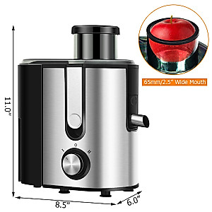COSTWAY Juicer Machines with 2.5inch Wide Mouth, 400W Masticating Juicer Extractor with Dual Speed Control and Overload Protection, Stainless Steel Centrifugal Juicer with Anti-drip Design, BPA-FREE