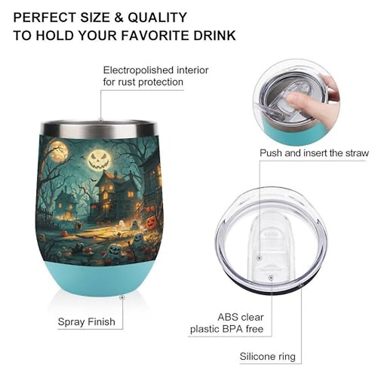 WYUSPGK 304 Stainless Steel Insulated Cup, Abandoned Art Halloween Print Smooth Rim, Durable & Reusable - Perfect for Office, Home, And Travel