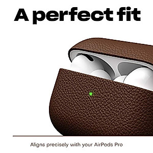 KeyBudz AirPods Pro Leather Case - Handcrafted Fully-Wrapped Genuine Italian Leather Compatible with AirPods Pro (Natural Brown)