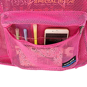 Heavy Duty Classic Gym Student Mesh See Through Netting Backpack | Padded Straps | Hot Pink