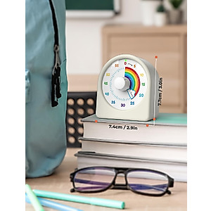 LIORQUE 60 Minute Visual Timer for Kids, Rechargeable Visual Countdown Timer Clock Kids Timer for Classroom, Desk Pomodoro Timer with 'Rainbow' Pattern Design and Magnetic Back