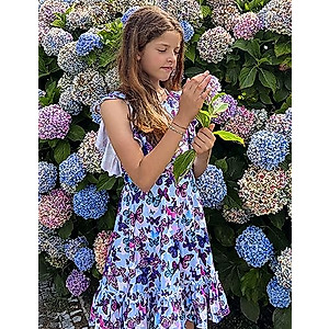 Funnycokid Girls Dresses Butterfly Outfits for Kid Size 8 9 Ruffle Sleeve Clothes Flutter Hem Sundress with Belt 8-9 Years