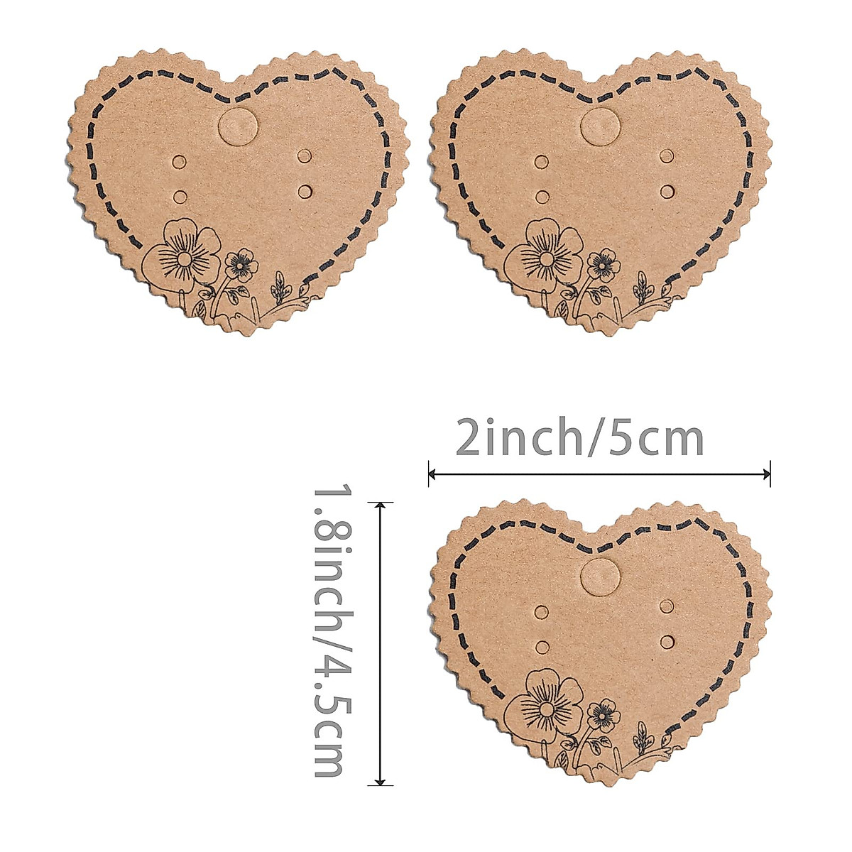 Zontween 200Pack Heart Shape Earring Display Cards Earring Display Cards Sets Earring Packing Holder Cards Jewelry Packing For Earring Jewelry Packing