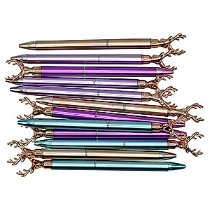 Maydahui 12PCS Deer Head Shape BallPoint Pen Creative Christmas Animal Pens Black GeL Ink Design for Boys Student