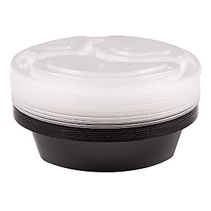 24 Food Storage Containers Meal Prep 3 Compartment Plate W/Lids Reusable 30oz 24 Meal Prep Containers 3 Compartment Plate W/Lids Reusable Food Storage 30oz BPA Free Plastic Durable Stackable