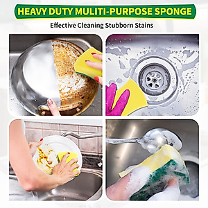 HOMERHYME Heavy Duty Scrub Sponges 24 Pack, Double-side Design, Long-lasting Kitchen Sponges, High Density Dish Sponge.