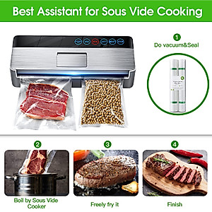 Vacuum Sealer Bags, 2 Rolls Thicker Heavy-Duty Commercial Quality Textured Vacuum Seal Bags for Food Storage Saver Sous Vide Cooking