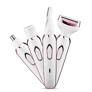 Electric Razor for Women,Hair Trimmer for Face Nose Eyebrow Beard Mustache Arm Leg Armpit Bikini,Painless Rechargeable Portable 4 in 1 Womens Body Shavers Set
