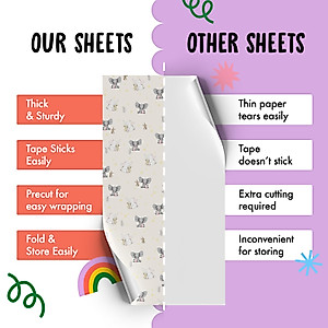 CENTRAL 23 - Elephants and Bunnies Wrapping Paper - 6 Sheet for Gift Wrap for Babies - Baby Shower - Christening - Baptism - Stars - Rabbit - Bunny - Made in the UK