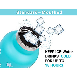 QISSZION Kids Insulated Bottle with Handle & Straw 25oz, Vacuum Stainless Steel Water Bottles Leakproof for School, BPA Free Flask Metal Thermos for Boys & Girls - Stars