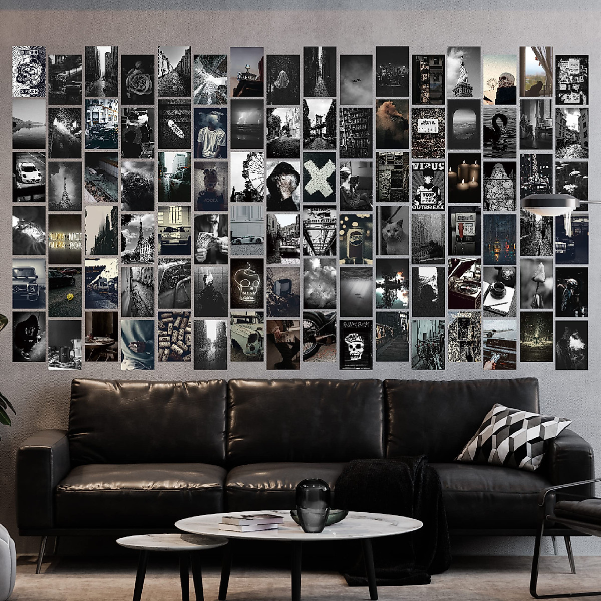 Photo Collage Kit Gloomy for Wall, 100 Pictures Black and White Aesthetic Posters for Wall Decor | Dark Academia Retro Decor for Bar