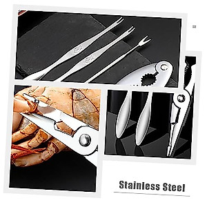 DOITOOL 3pcs Crab Eating Tool Household Tool Set Stainless Steel Forks Oyster Crackers Crab Crackers Nut Crackers Seafood Opener Tools Crab Leg Clamp Efficient Crab Tong Crab Leg Crackers