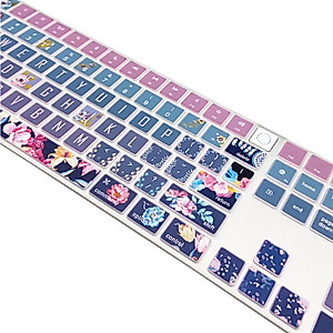Sanfulin Keyboard Cover Skin for 2021 New Apple iMac Magic Keyboard (Model: A2520) with Numeric Keypad and Touch ID, Cute Printing Silicone Keyboard Protector, Red Flower
