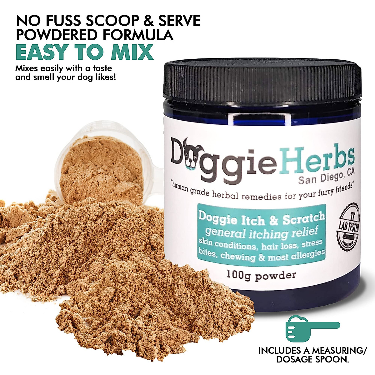 Doggie Itch & Scratch – Dog Itching Relief & Canine Allergy Anti-Itch Relief Supplement by Doggie Herbs 100g