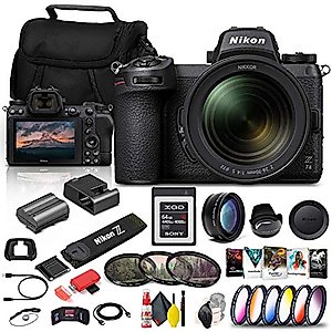 Nikon Z 7II Mirrorless Digital Camera 45.7MP with 24-70mm f/4 Lens (1656) + 64GB XQD Card + Corel Photo Software + Case + Color Filter Kit + Telephoto Lens + More - International Model (Renewed)