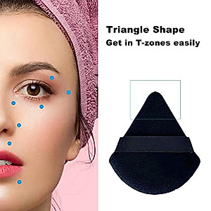 12Pcs Triangle Powder Puff, Soft Powder Puffs for Face Powder, Velour Makeup Puff with Triangle Shape, Easily Get in the Corner of Eyes & Nose, Make Your Skin Looking Flawless