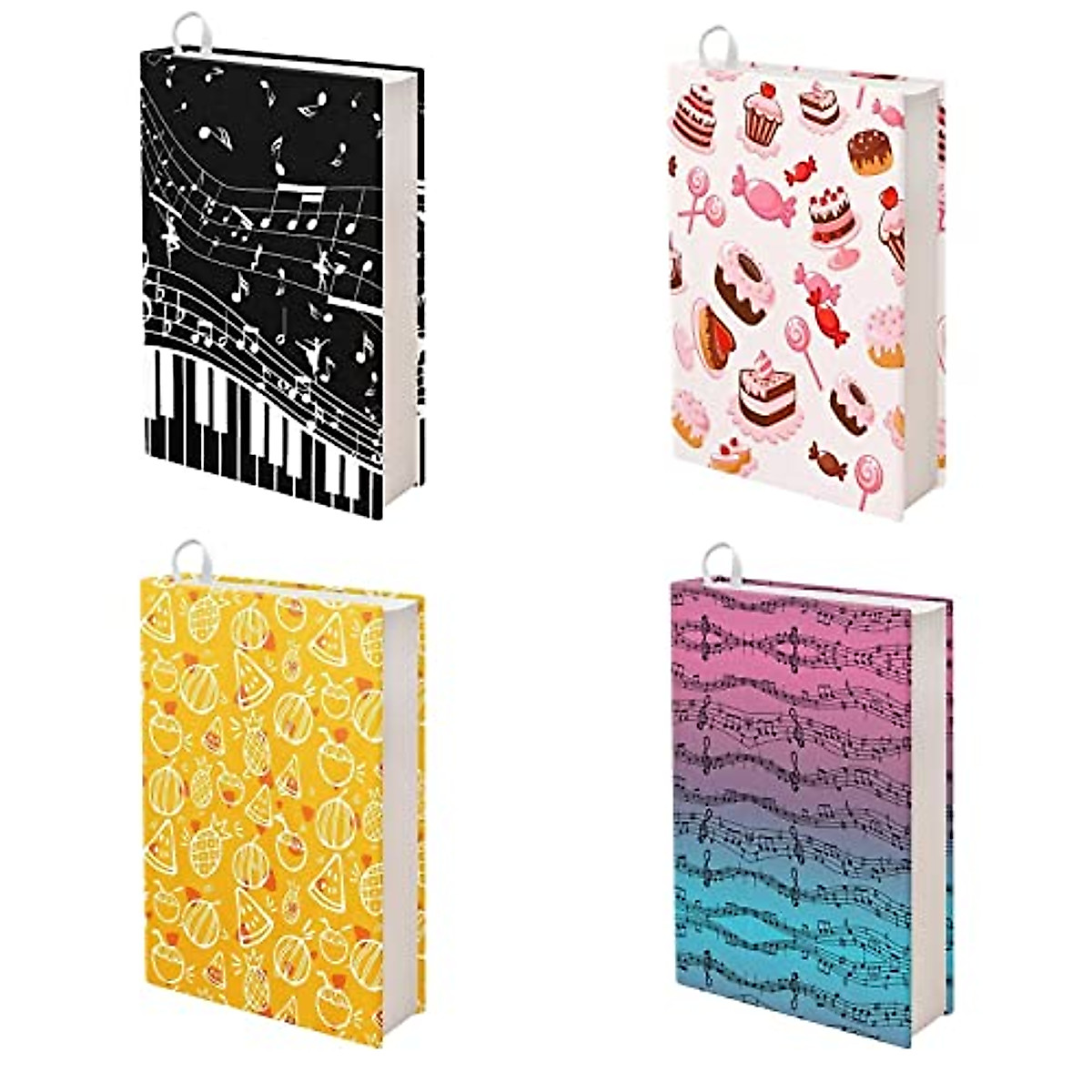DIYFLASH Music Notation 4 Pack Stretchable Book Sleeve Covers Book Dust Jacket Covers Washable Textbook Covers Book Case Cover for Student, 15.7×9.8 in