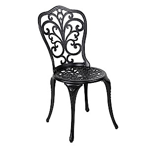 Nuu Garden 3 Piece Outdoor Bistro Table Set, All Weather Aluminum Table and Chairs with Umbrella Hole for Yard, Balcony, Black