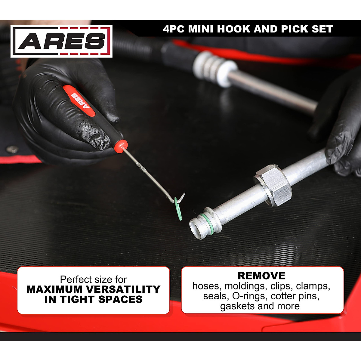 ARES 10036 - Precision Hook, Pick, and Driver Set - 12-Piece Set Includes Angled, Straight, and Full Hooks and Picks – Flathead, Phillips, and Torx Drivers - Easily Remove Pieces and Drive Fasteners