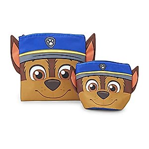Paw Patrol Chase Reusable Kid Snack Bag/Kid Sandwich Bag 2 Pack. Washable, Food Safe, BPA-Free, Dishwasher-Safe, Zipper Closure. Includes 1 Sandwich & 1 Snack Bag. Snack Bag Stands up with Handle