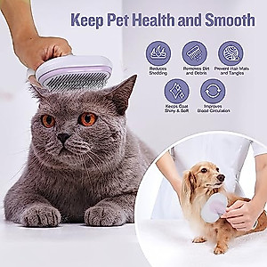 WOPQAEM Cat Brush, Self Cleaning Slicker Pets Grooming Tool for Shedding Long or Short Haired Indoor Cats, Removes Mats Tangles Loose Fur of Large Medium Small Dogs (Pink)