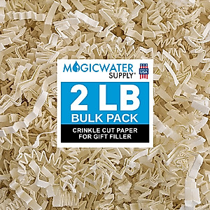 MagicWater Supply Crinkle Cut Paper Shred Filler (2 LB) for Gift Wrapping & Basket Filling - Light Ivory