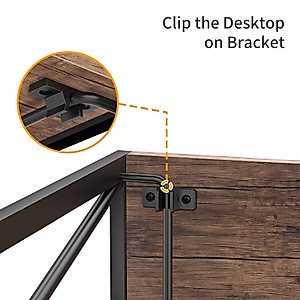 NOBLEWELL 39 inch Grained Brown Folding Computer Desk Table for Home Office