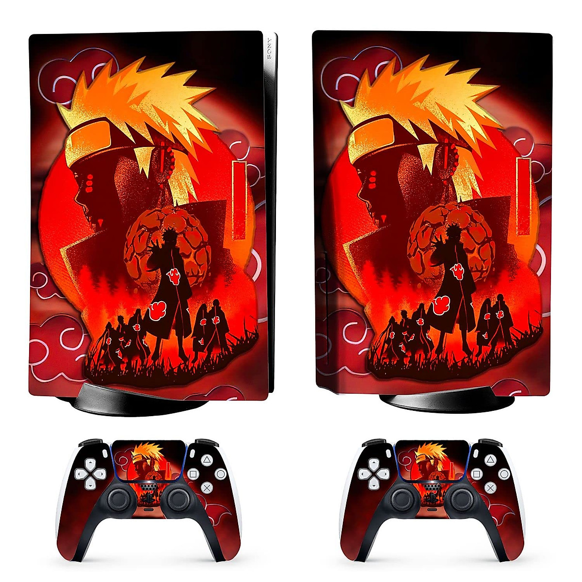 HK Studio Anime Ninja Decal Sticker Skin Specific Cover for Both PS5 Disc Edition and Digital Edition - Waterproof, No Bubble, Including 2 Controller Skins and Console Skin