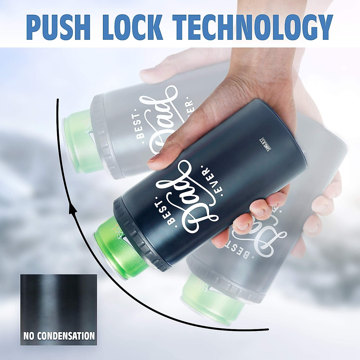 SANDJEST 4-in-1 Best Dad Ever Tumbler Gifts for Dad from Daughter Son - 12oz Dad Can Cooler Tumblers Travel Mug Cup - Stainless Steel Insulated Cans Coozie Christmas, Birthday, Father's Day Gift