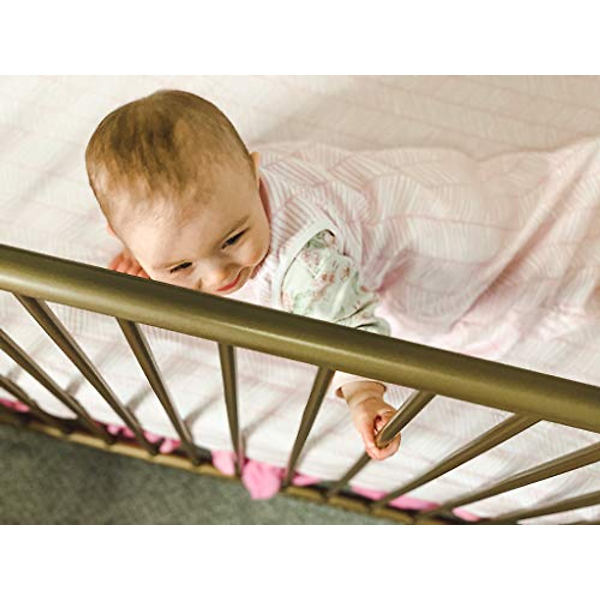 BaeBae Goods Crib Sheets for Baby Boys and Girls, 4 Pack, Soft and Breathable Jersey Knit Fitted Sheet Set, Cute Gender Neutral Nursery Mattress Bedding, Universal Fit (Gold Dots)