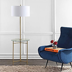 JONATHAN Y JYL3059A Charles 59" Metal/Glass LED Side Table and Floor Lamp Contemporary,Transitional for Bedrooms, Living Room, Office, Reading, Brass