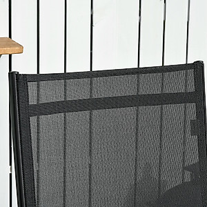 Outsunny Chaise Lounge Outdoor, 2 Piece Lounge Chair with Wheels, Tanning Chair with 5 Adjustable Positions for Patio, Beach, Yard, Pool, Black