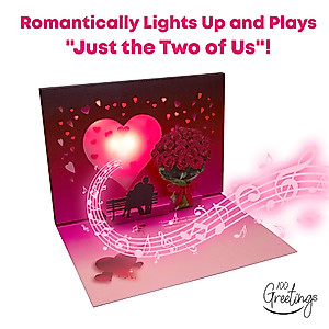 100 Greetings LIGHT & MUSIC Pop Up Happy Anniversary Card - Plays Song 'Just The Two of Us' - Happy Anniversary Cards for Husband - Wedding Anniversary Present for Wife - Gift for Her & Him